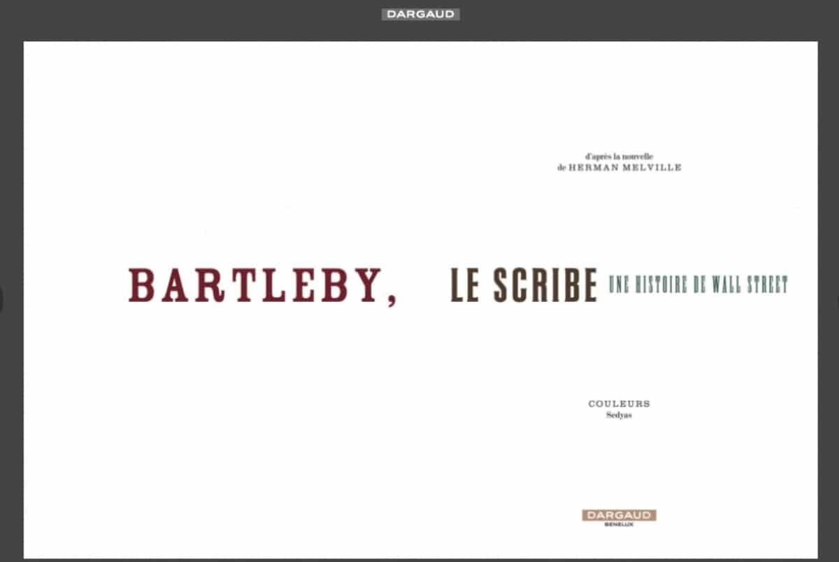 BD BARTLEBY LE SCRIBE UNE HISTOIRE DE WALL STREET