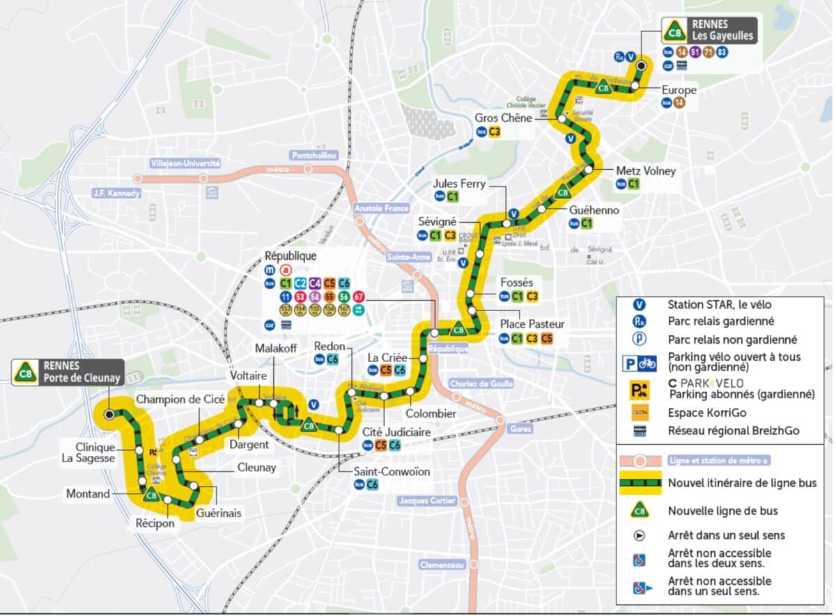 Rennes transports. Un nouveau bus C8 et un ajustement des lignes ...